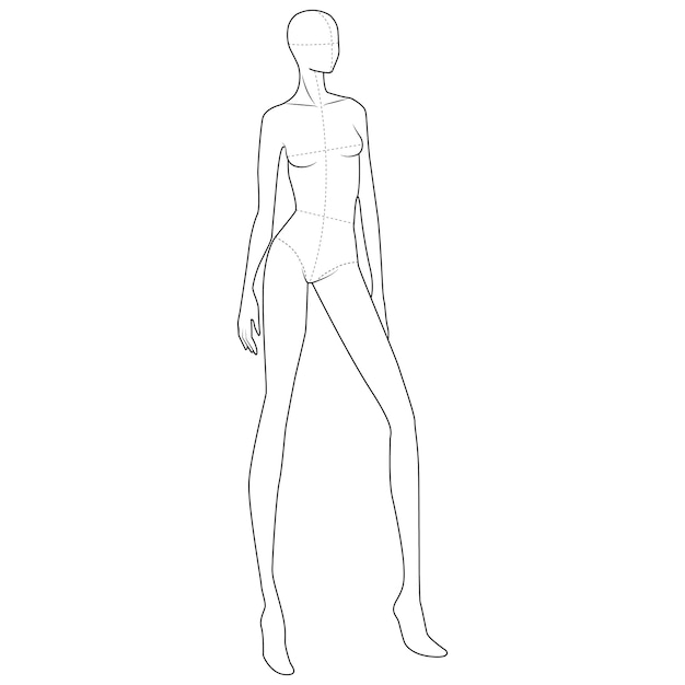 Plantilla De Figura De Cuerpo De Moda Vector Premium