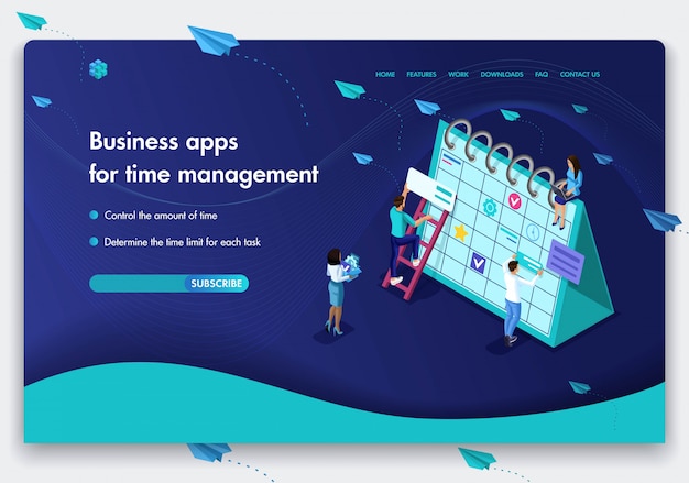 Plantilla de sitio web de negocios. concepto isométrico del trabajo de ... Plantilla de sitio web de negocios. concepto isométrico del trabajo de ...