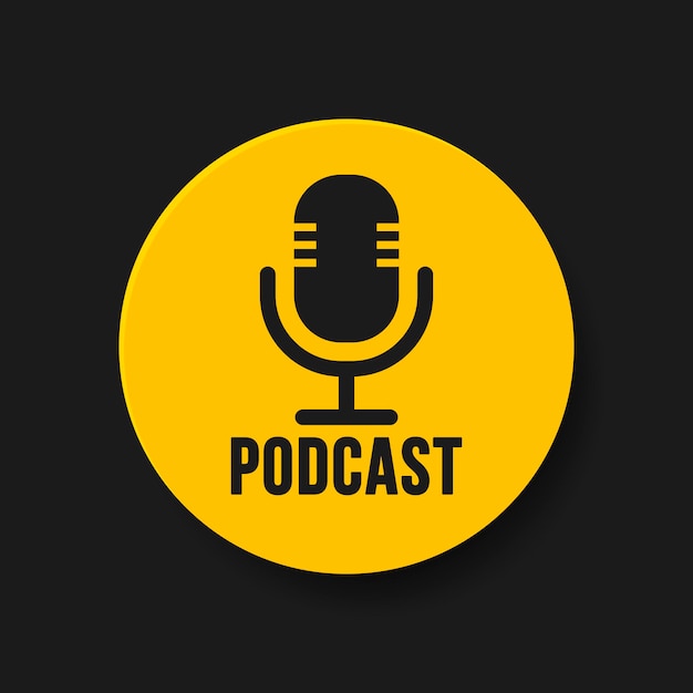 Podcast De Insignia Ilustraciones Planas Vectoriales Símbolo De