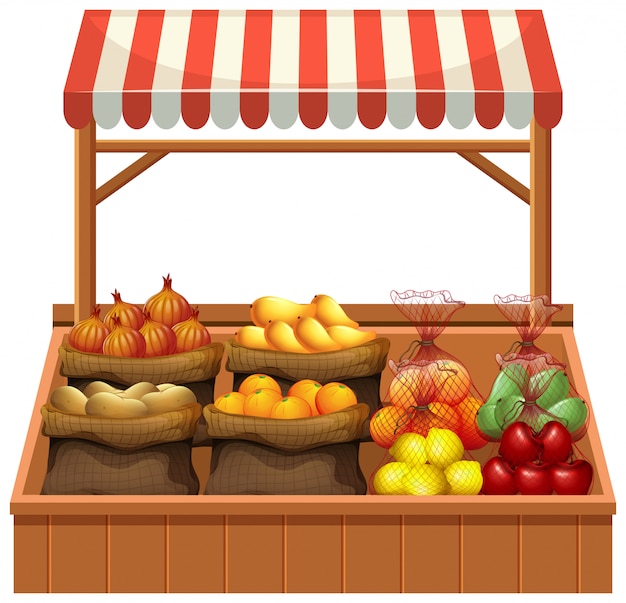 Puesto aislado de verduras frescas | Vector Premium Puesto aislado de verduras frescas | Vector Premium