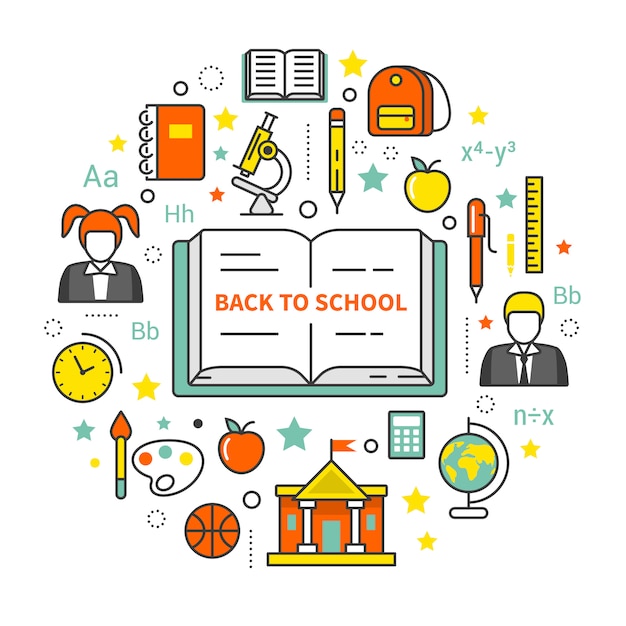 Regreso a la escuela line art thin vector icons set. | Vector Premium Regreso a la escuela line art thin vector icons set. | Vector Premium