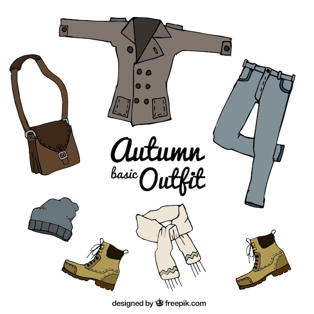 Ropa de otoño dibujada a mano | Descargar Vectores gratis Ropa de otoño dibujada a mano | Descargar Vectores gratis