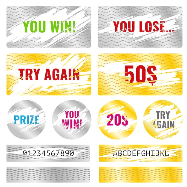 Scratch card game win lottery vector elements | Vector Premium Scratch card game win lottery vector elements | Vector Premium