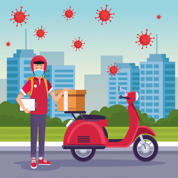 Servicio de mensajerĂa en moto | Vector Premium Servicio de mensajerĂa en moto | Vector Premium