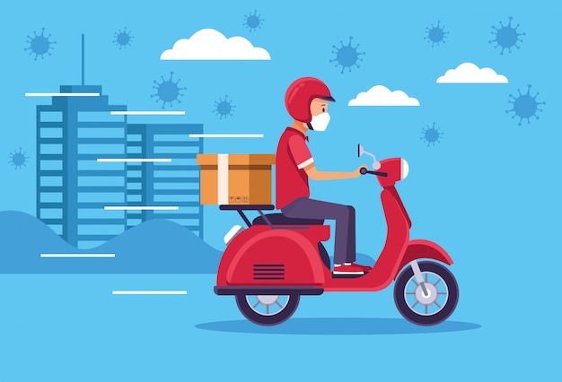 Servicio de mensajerĂa en moto | Vector Premium Servicio de mensajerĂa en moto | Vector Premium