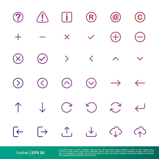 Set line art icon vector template | Vector Premium Set line art icon vector template | Vector Premium