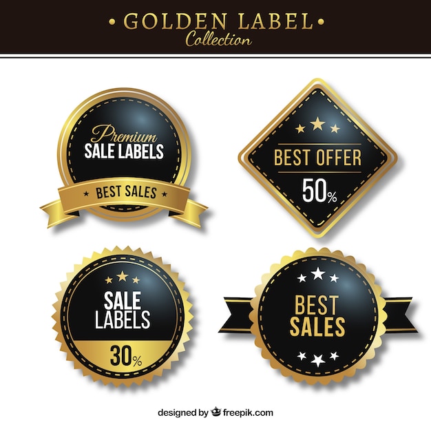 Set de pegatinas doradas premium | Vector Gratis Set de pegatinas doradas premium | Vector Gratis