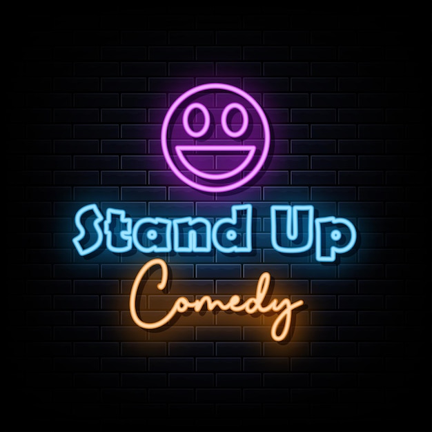 Stand Up Comedy Letreros De Neón Plantilla De Diseño Vectorial Letrero