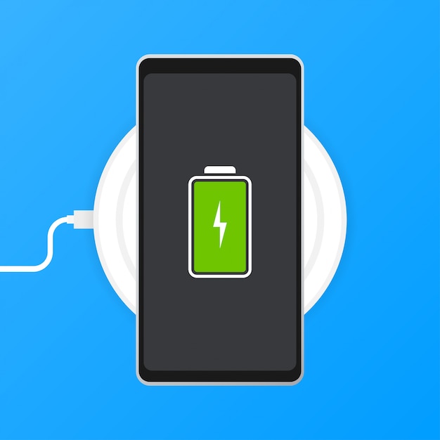 Teléfono cargando, icono plano aislado en azul | Vector Premium Teléfono cargando, icono plano aislado en azul | Vector Premium