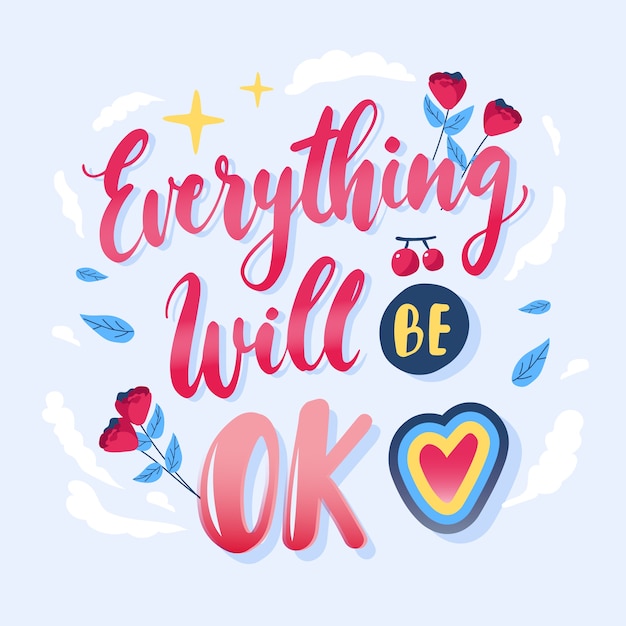 Todo estará bien letras florales | Vector Gratis Todo estará bien letras florales | Vector Gratis