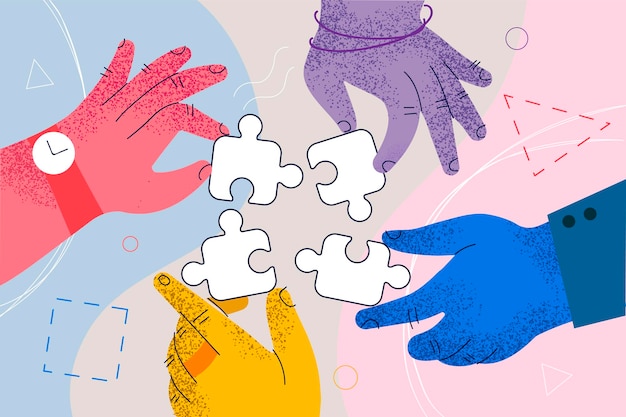 Trabajo En Equipo Cooperación Concepto De Colaboración Empresarial