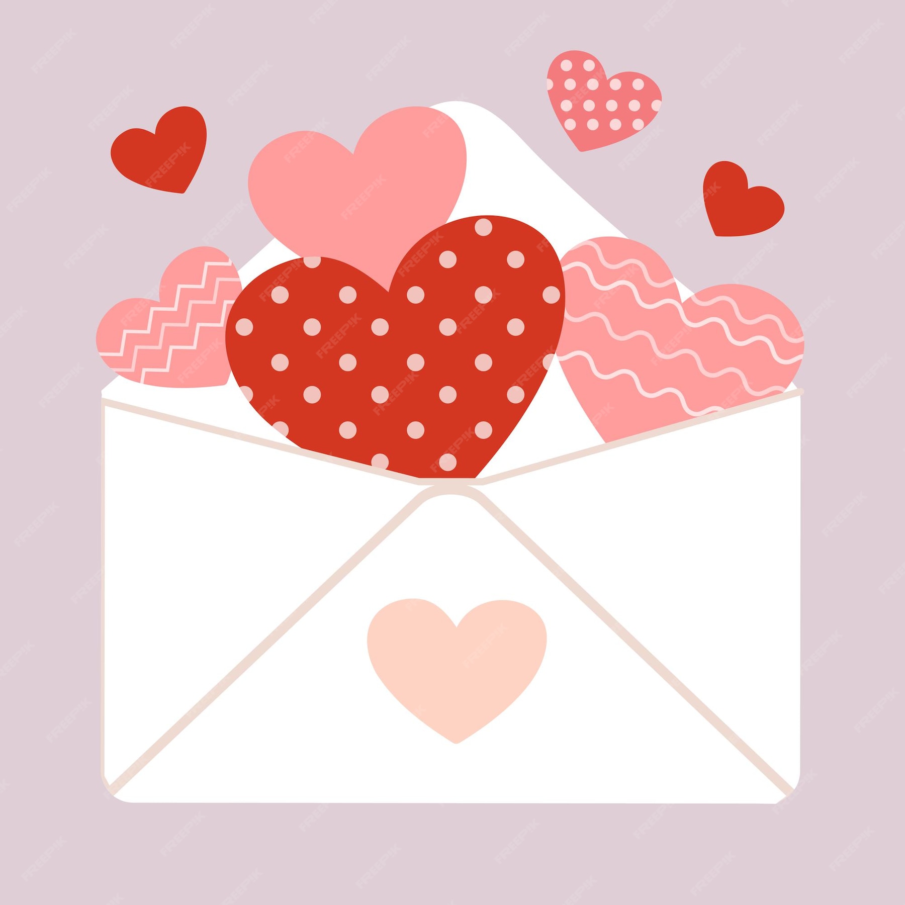 Vector Corazón Romántico Y Carta De Correo Ilustración De Una Carta De Amor En Estilo Plano