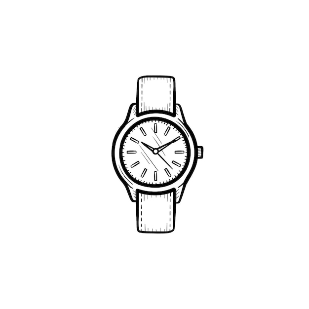 Vector Icono De Doodle De Contorno De Reloj De Pulsera Dibujado A Mano Ilustración De Boceto De