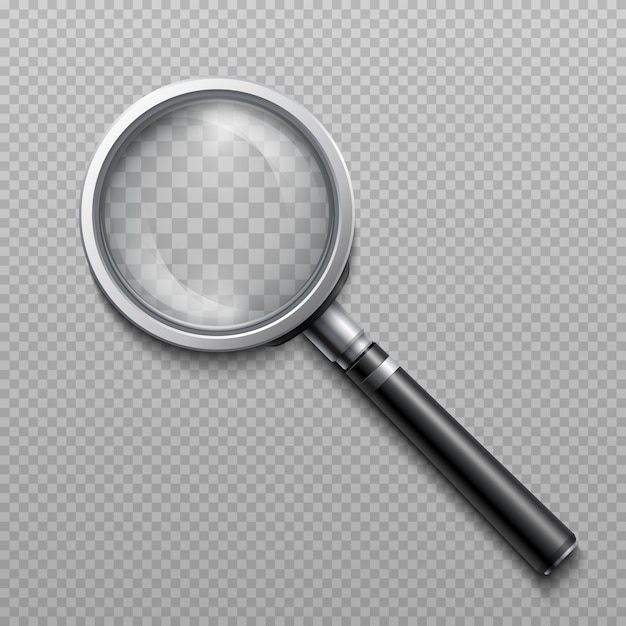 Vector lupa realista, lupa herramienta científica aislada. instrumento ... Vector lupa realista, lupa herramienta científica aislada. instrumento ...