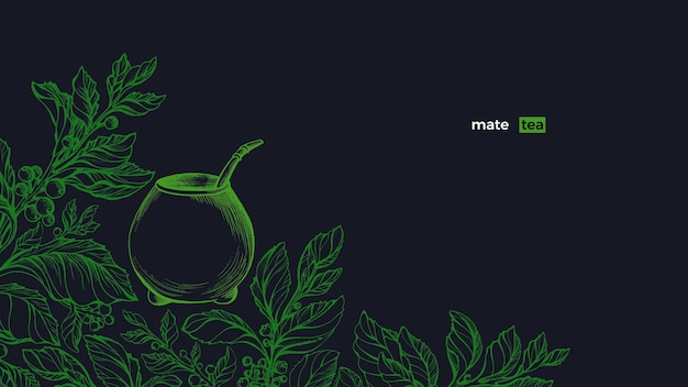 Yerba mate conjunto de plantas verdes calabaza arte dibujado a mano ... Yerba mate conjunto de plantas verdes calabaza arte dibujado a mano ...