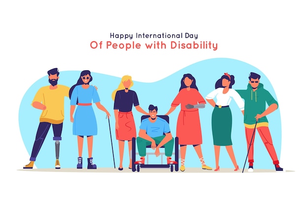 Flacher internationaler tag der menschen mit behinderung | Premium-Vektor Flacher internationaler tag der menschen mit behinderung | Premium-Vektor