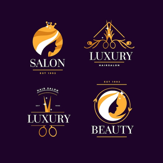 Luxus-friseursalon-logo-sammlung | Kostenlose Vektor Luxus-friseursalon-logo-sammlung | Kostenlose Vektor