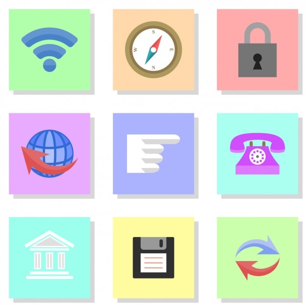Mit farbigen icons sammlung | Kostenlose Vektor Mit farbigen icons sammlung | Kostenlose Vektor