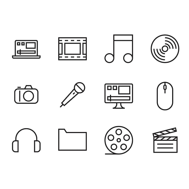 Set von multimedia-symbol | Premium-Vektor Set von multimedia-symbol | Premium-Vektor