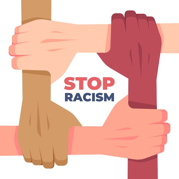 Stoppen sie das rassismus-konzept mit gemischtrassigen händen ... Stoppen sie das rassismus-konzept mit gemischtrassigen händen ...