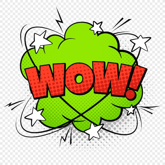 Wow comic-wort. cartoon pop vintage sprechblase mit halbton schatten ... Wow comic-wort. cartoon pop vintage sprechblase mit halbton schatten ...