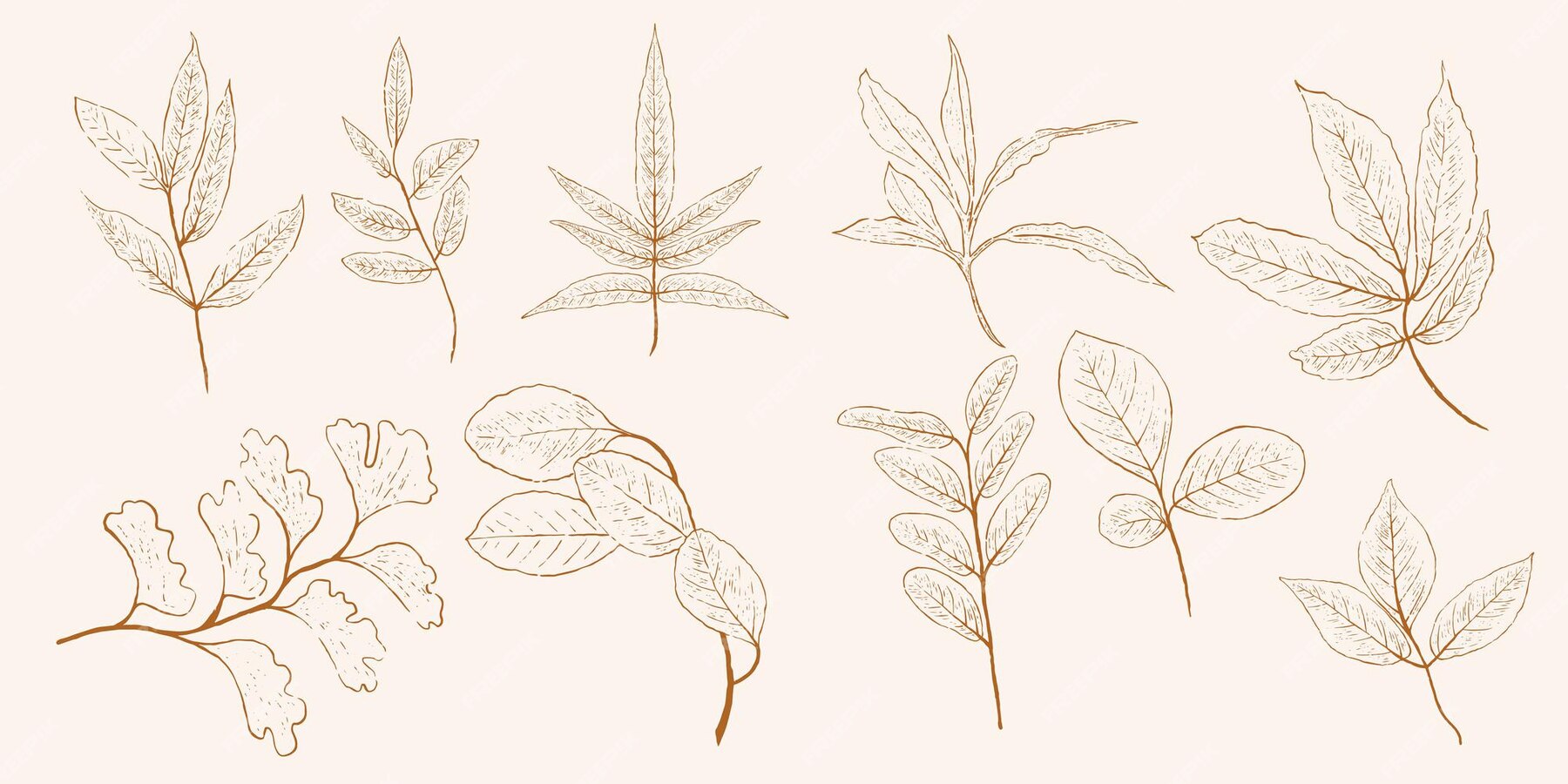 Arte de linha de folha desenhada à mão pintura de natureza desenhada à ... Arte de linha de folha desenhada à mão pintura de natureza desenhada à ...
