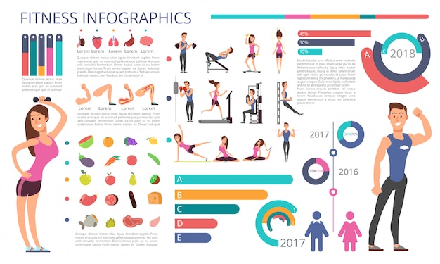 Atividade física, fitness e infográfico de vetor de estilo de vida ... Atividade física, fitness e infográfico de vetor de estilo de vida ...