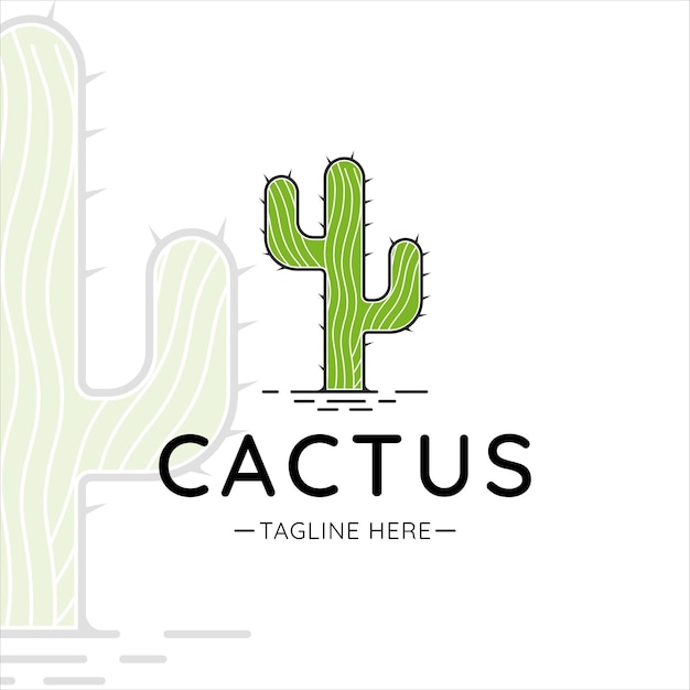 Cactus Logo Ilustração Vetorial Vintage ícone Modelo Design Gráfico