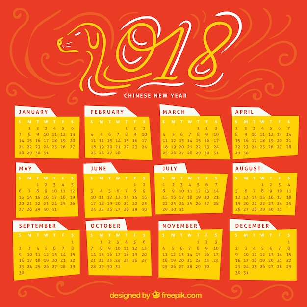Calendário chinês de ano novo | Vetor Grátis Calendário chinês de ano novo | Vetor Grátis