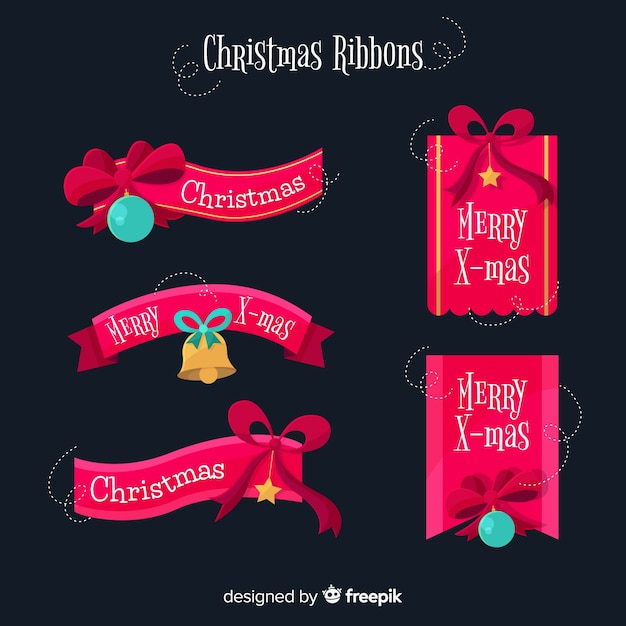 Coleção de fitas de natal | Vetor Grátis Coleção de fitas de natal | Vetor Grátis