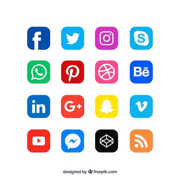 Coleção de logotipos de mídia social em estilo simples | Vetor Grátis Coleção de logotipos de mídia social em estilo simples | Vetor Grátis