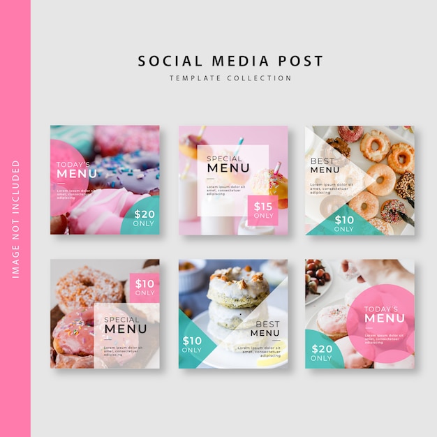 Coleção de modelo de postagem de instagram culinária | Vetor Premium Coleção de modelo de postagem de instagram culinária | Vetor Premium