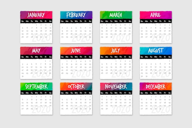 Conjunto de calendários com meses e dias | Vetor Grátis Conjunto de calendários com meses e dias | Vetor Grátis