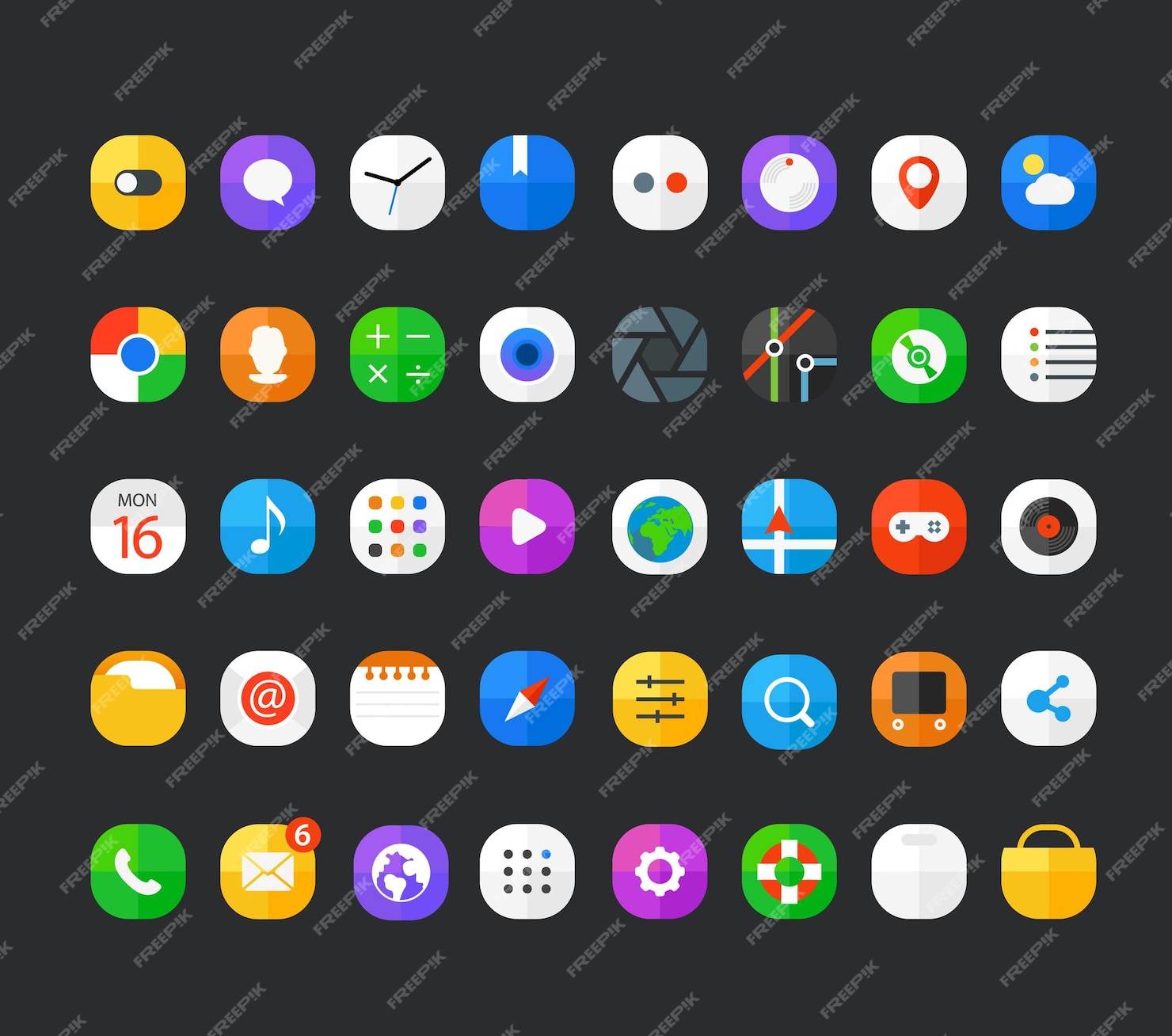 Conjunto de diferentes ícones de aplicativos de smartphones modernos ... Conjunto de diferentes ícones de aplicativos de smartphones modernos ...