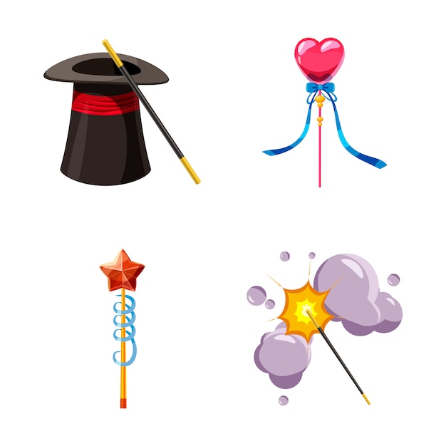 Conjunto de elementos de varinha mágica. conjunto de desenhos animados ... Conjunto de elementos de varinha mágica. conjunto de desenhos animados ...