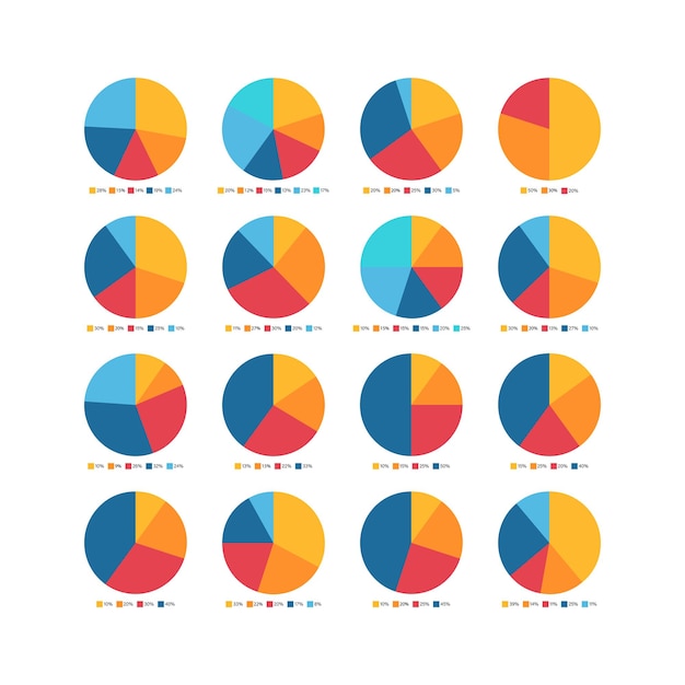 Conjunto de gráfico de pizza infográfico. ilustração vetorial coleção ... Conjunto de gráfico de pizza infográfico. ilustração vetorial coleção ...