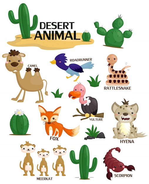 Conjunto de imagens de animais no deserto | Vetor Premium Conjunto de imagens de animais no deserto | Vetor Premium