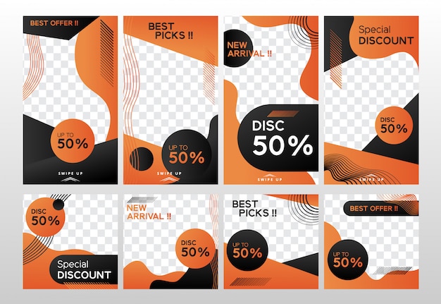 Conjunto de modelo de banner dinâmico preto e laranja | Vetor Premium Conjunto de modelo de banner dinâmico preto e laranja | Vetor Premium