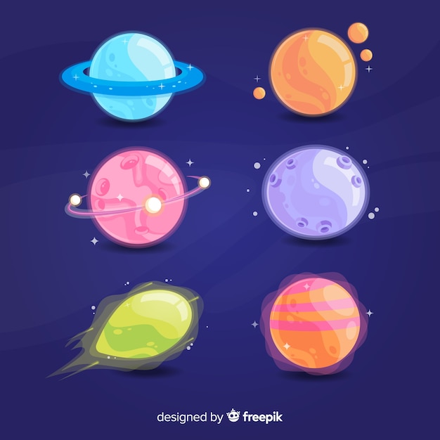 Conjunto de planetas coloridos do sistema solar | Vetor Grátis Conjunto de planetas coloridos do sistema solar | Vetor Grátis