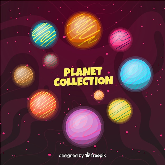 Conjunto de planetas coloridos do sistema solar | Vetor Grátis Conjunto de planetas coloridos do sistema solar | Vetor Grátis