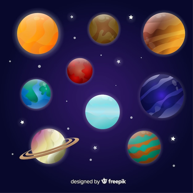 Conjunto de planetas coloridos do sistema solar | Vetor Grátis Conjunto de planetas coloridos do sistema solar | Vetor Grátis