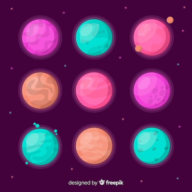 Conjunto de planetas coloridos no sistema solar | Vetor Grátis Conjunto de planetas coloridos no sistema solar | Vetor Grátis