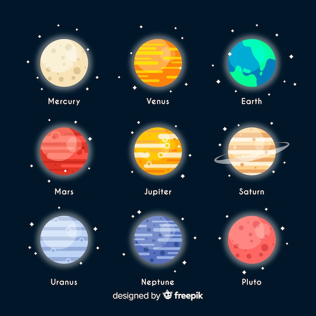 Conjunto de planetas da via láctea colorido | Vetor Grátis Conjunto de planetas da via láctea colorido | Vetor Grátis