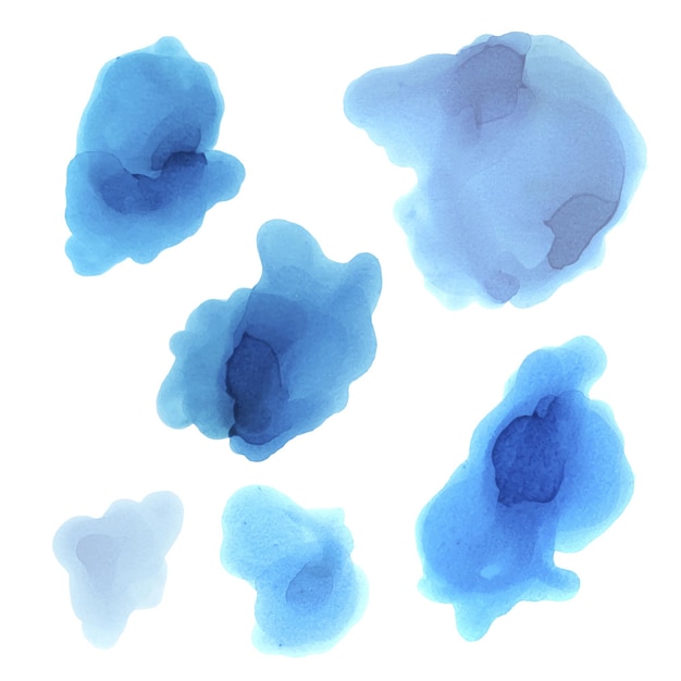 Conjunto de salpicos de aquarela azul escuro. textura de tinta de ... Conjunto de salpicos de aquarela azul escuro. textura de tinta de ...