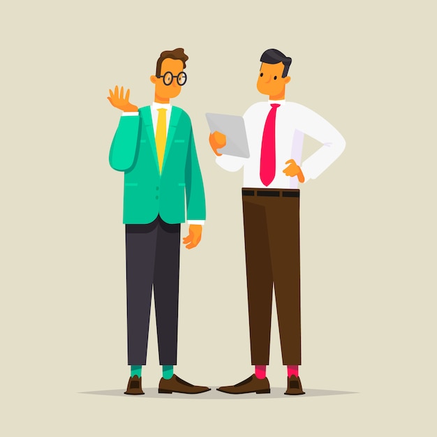 Conversa de dois homens de negócios, ilustração em estilo simples ... Conversa de dois homens de negócios, ilustração em estilo simples ...