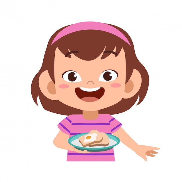 Criança feliz comendo | Vetor Premium Criança feliz comendo | Vetor Premium