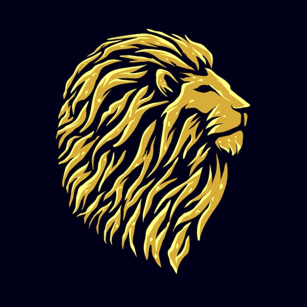 Design De Logotipo Cabeça De Leão Dourado Vetor Premium