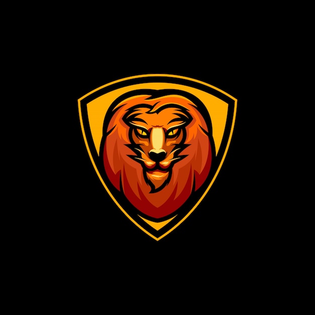 Design De Logotipo De Leão Com Escudo Para A Equipe Esport Vetor Premium