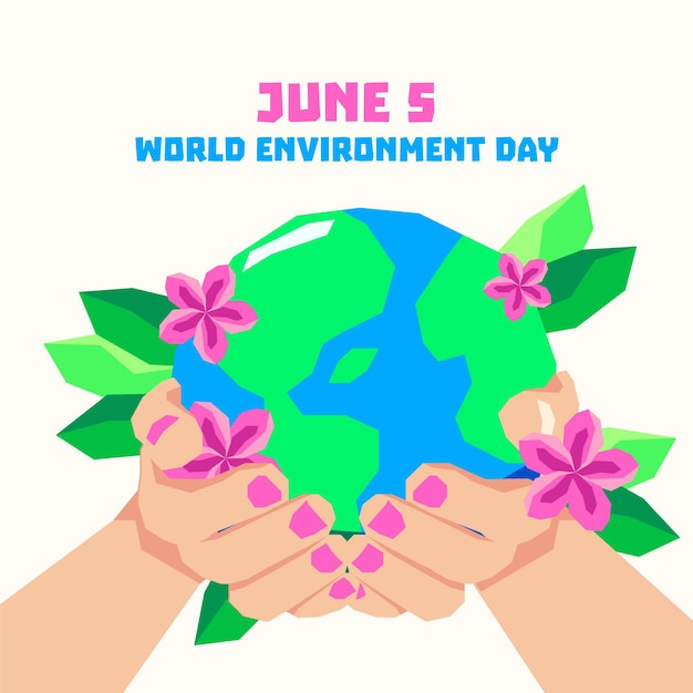 Dia Mundial Do Meio Ambiente Com As Mãos Segurando O Planeta Vetor Grátis
