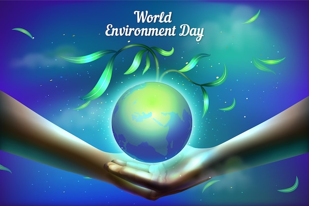 Dia Mundial Do Meio Ambiente Realista Com As Mãos Segurando O Planeta